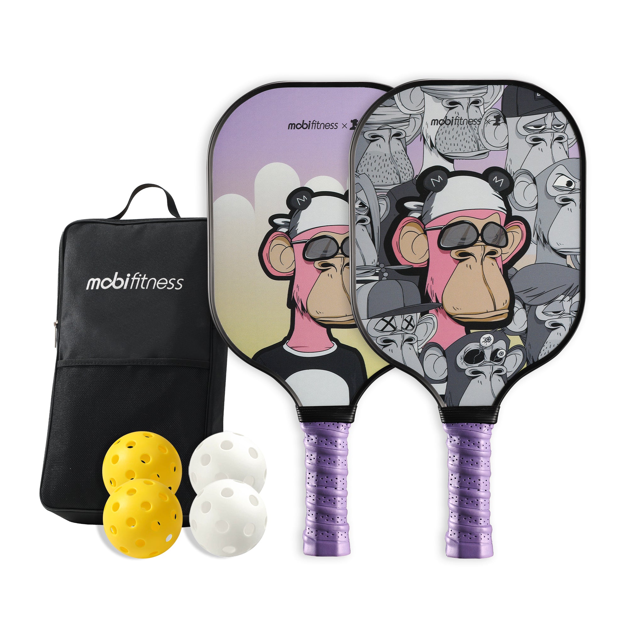 mobifitness Pickleball Paddles, Fiberglass Pickleball Paddles, 4 Pickleball Balls and Pickleball ...